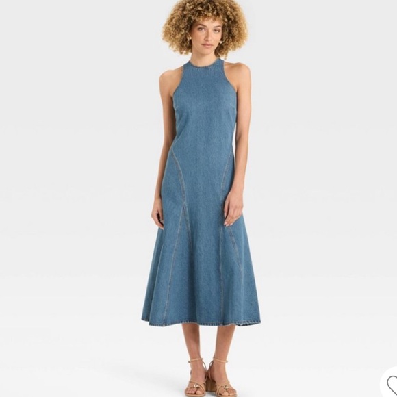 Future Collective | Dresses | Womens Racerback Denim Midi Aline Dress ...